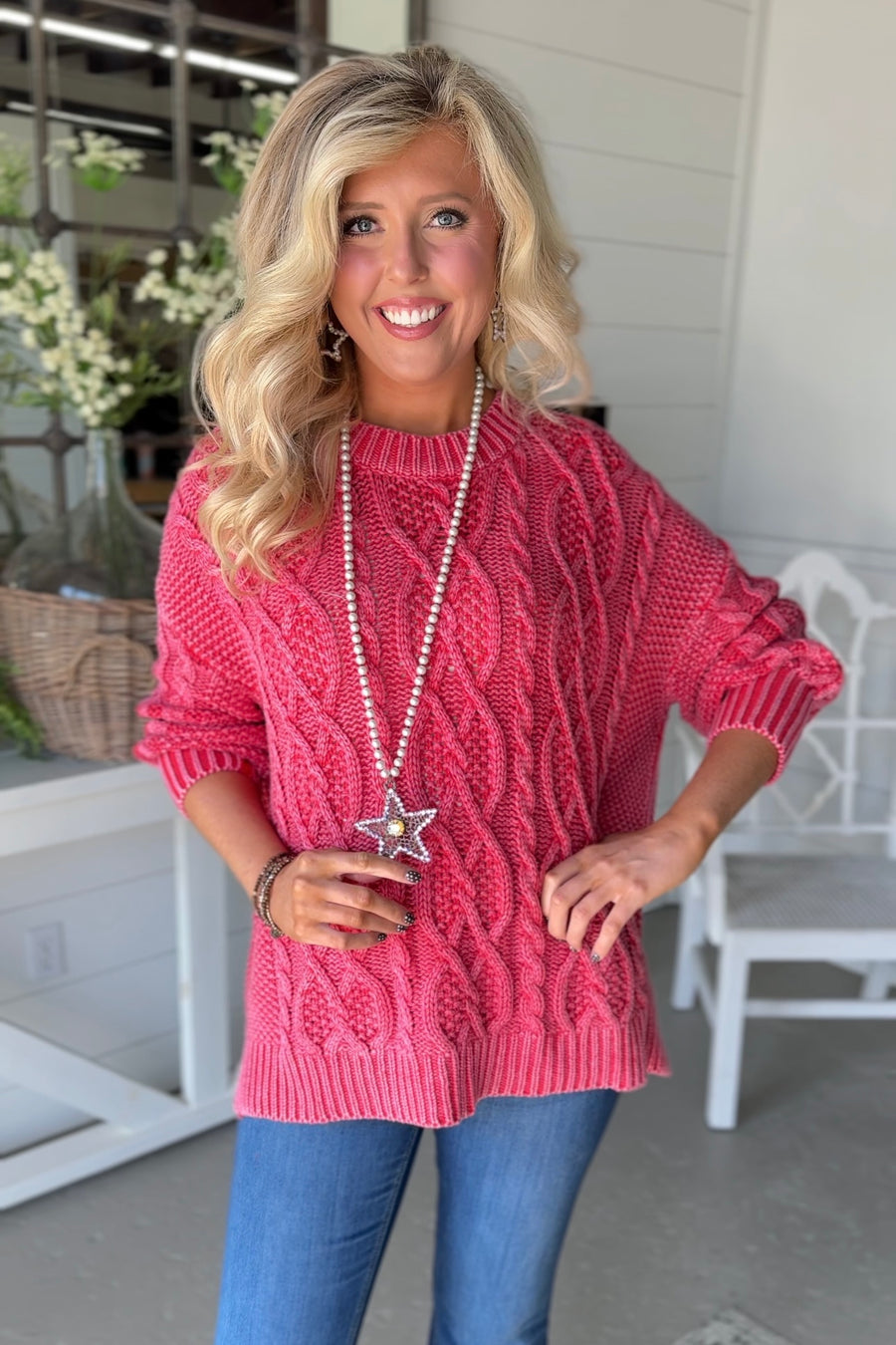 Ruby Cable Knit Raspberry – carol's boutique