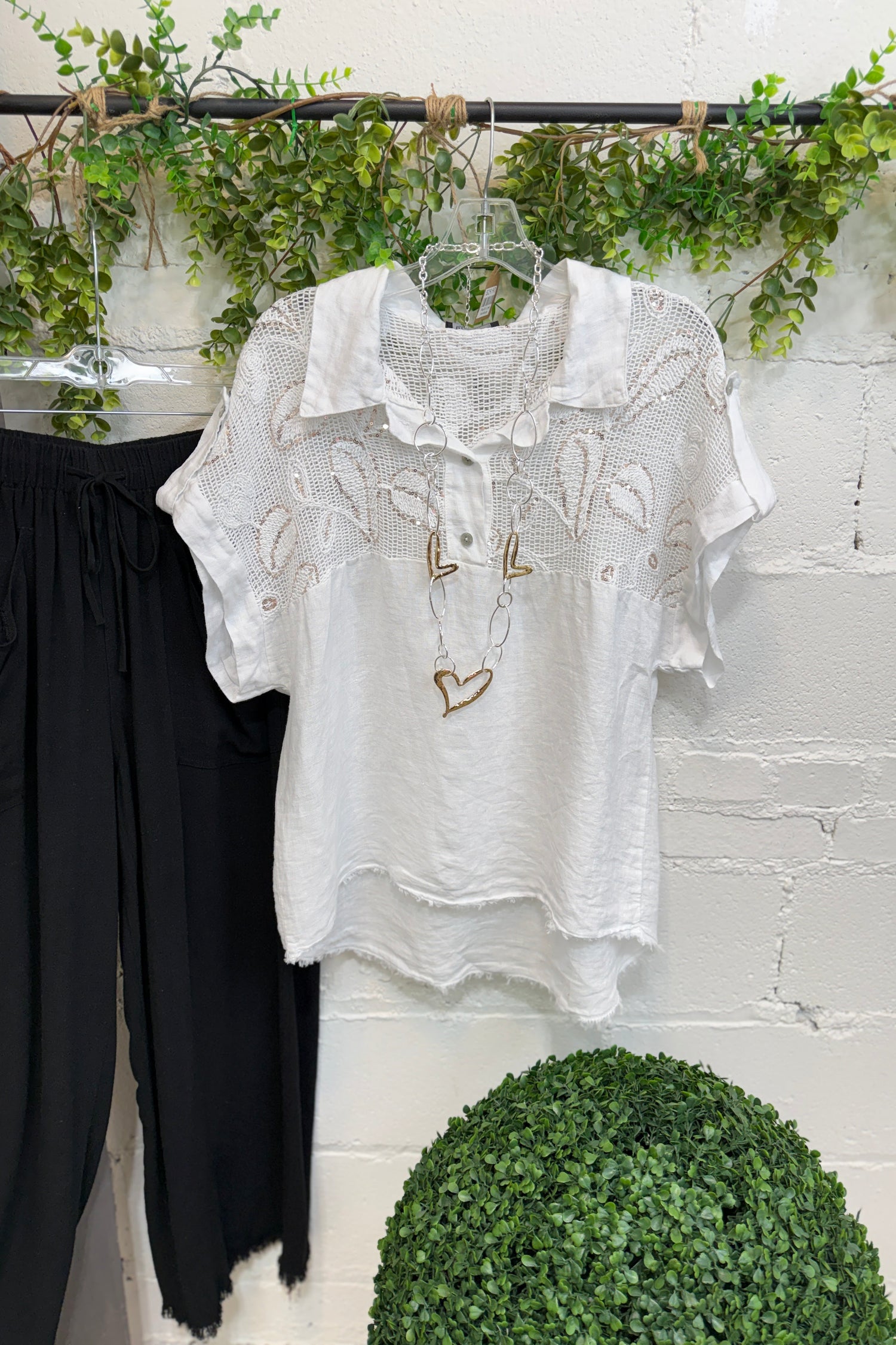 Lindsey Linen Top White – carol's boutique